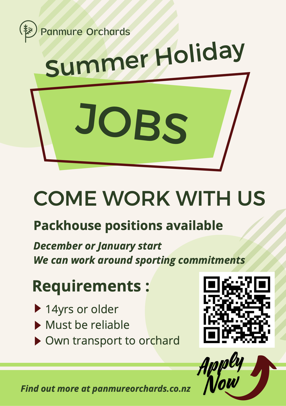 Summer Holiday Job - Dunstan High School